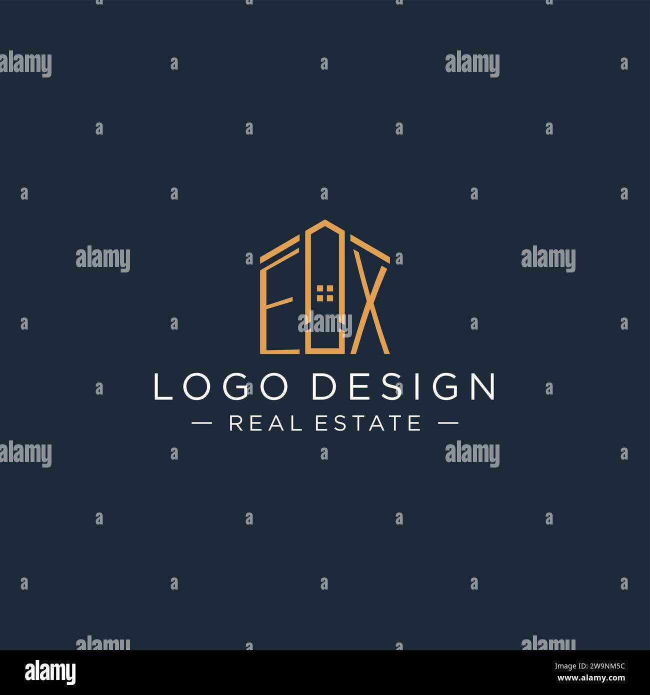 Initial letter EX logo with abstract house shape, luxury and modern real estate logo design ...