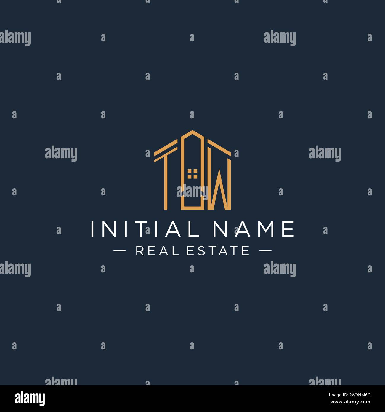 Initial letter TW logo with abstract house shape, luxury and modern ...