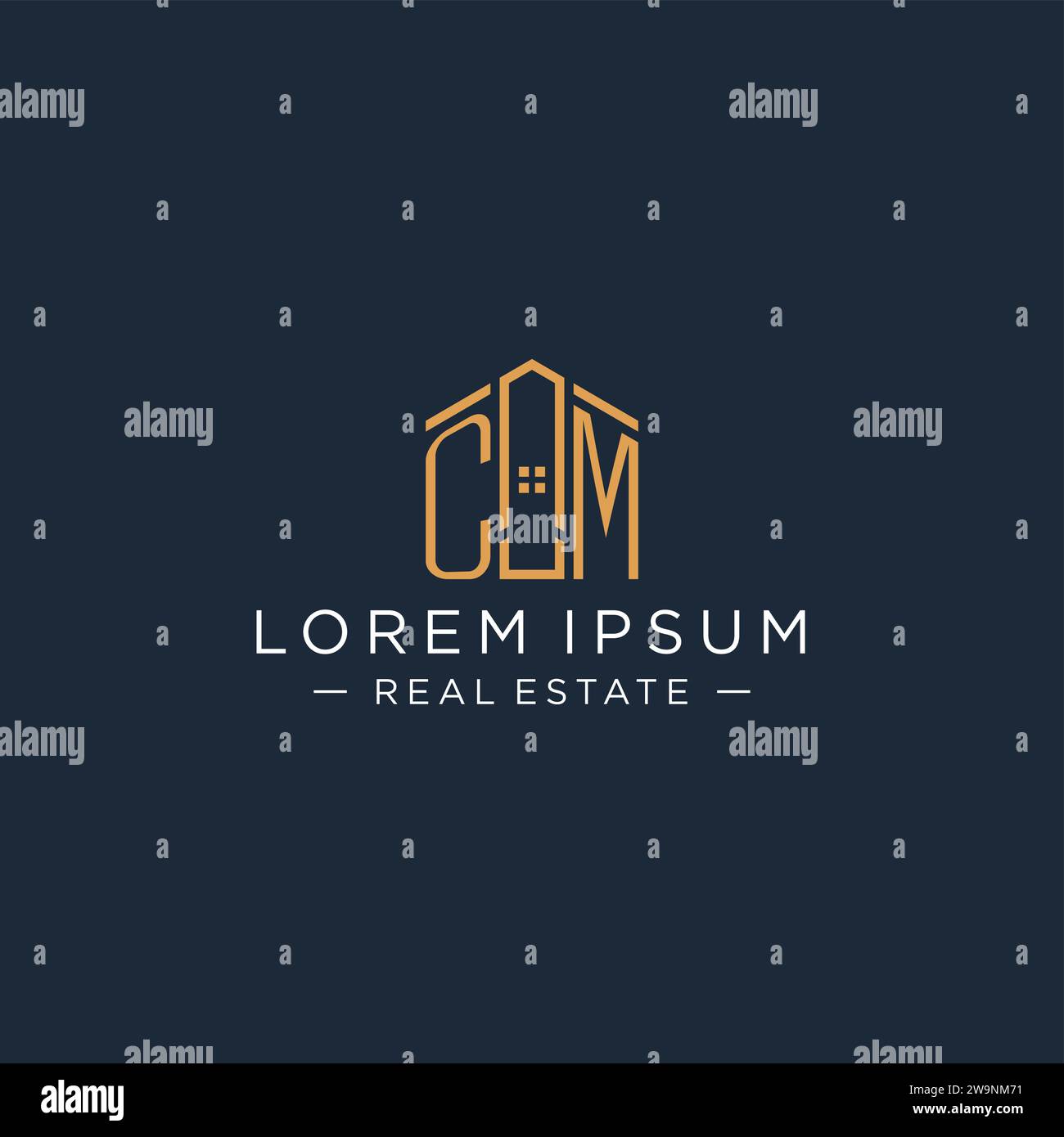 Initial letter CM logo with abstract house shape, luxury and modern ...
