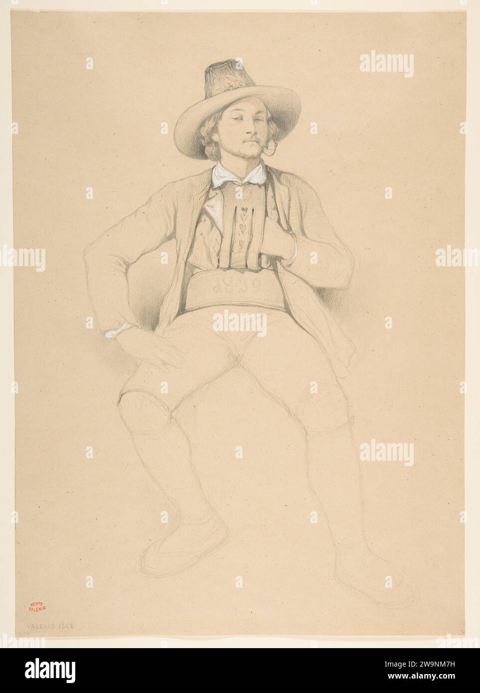 A Man in Tyrolean Costume, Seated, Smoking a Pipe 1996 by Theodore ...