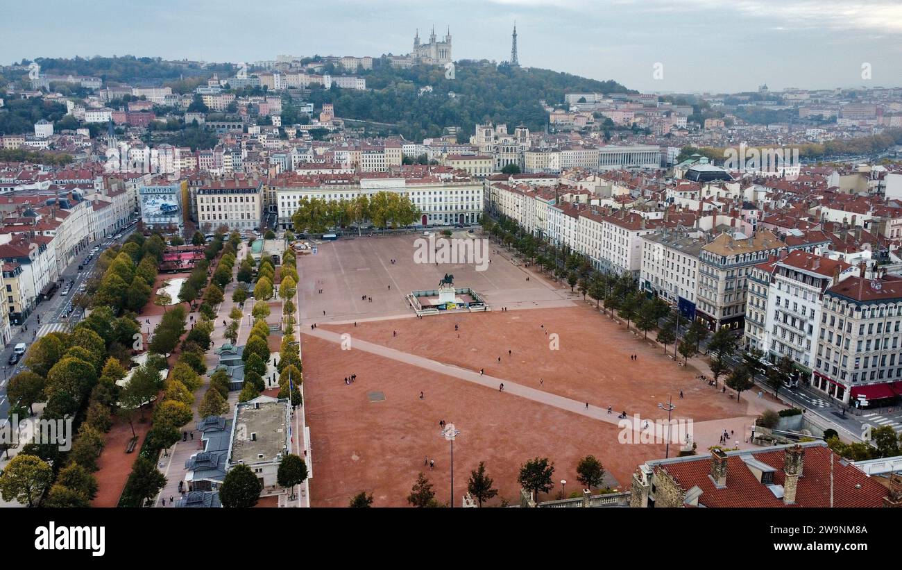 drone photo Bellecour square Lyon France Europe Stock Photo - Alamy