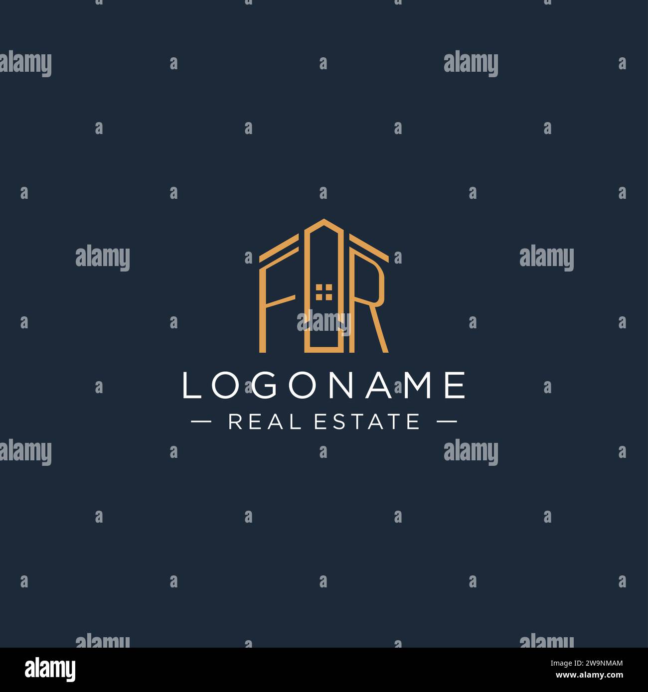 Initial letter FR logo with abstract house shape, luxury and modern ...