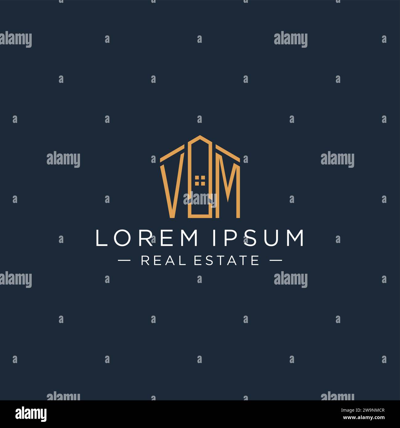 Initial letter VM logo with abstract house shape, luxury and modern ...