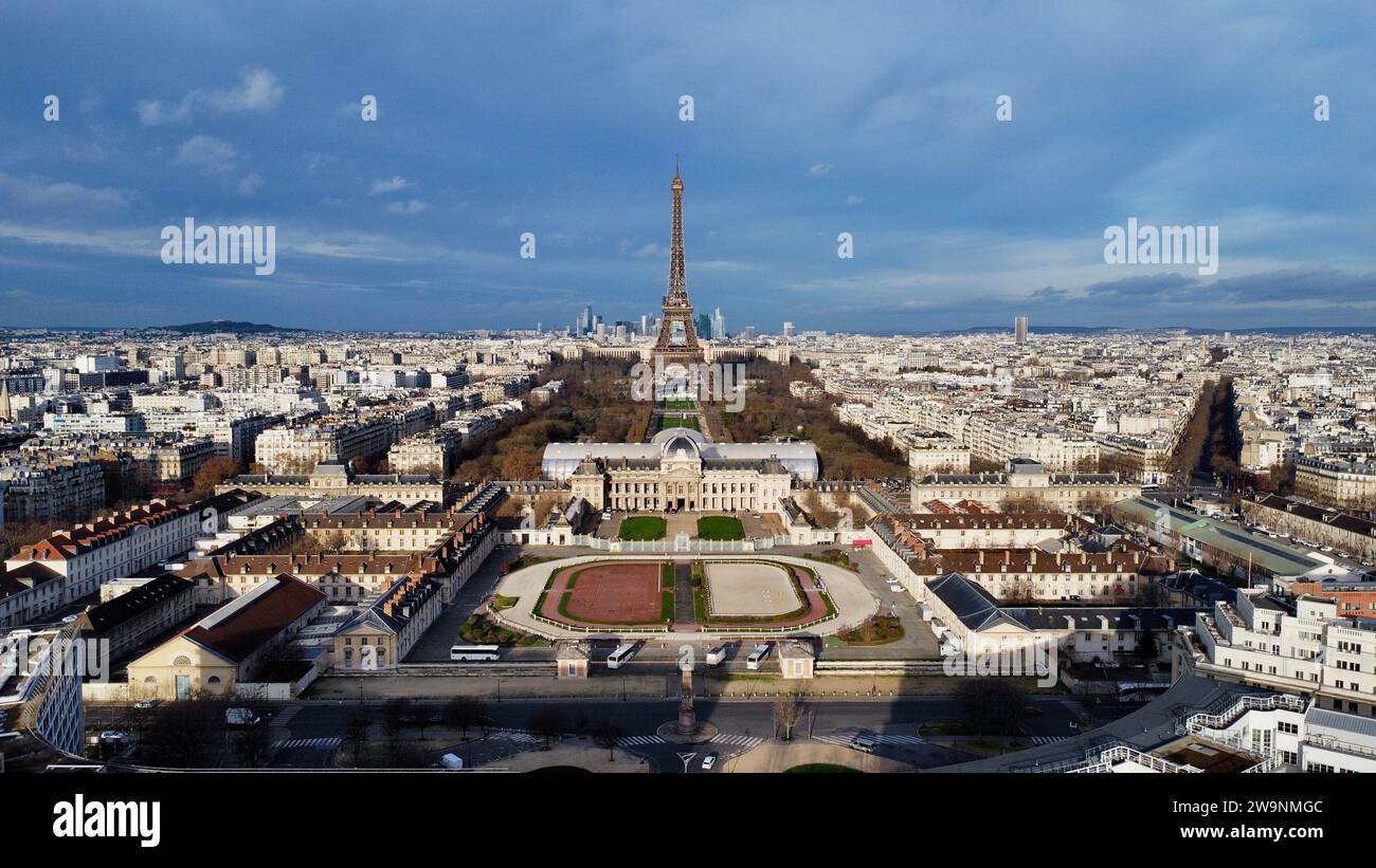 drone photo Eiffel Tower Paris France europe Stock Photo - Alamy