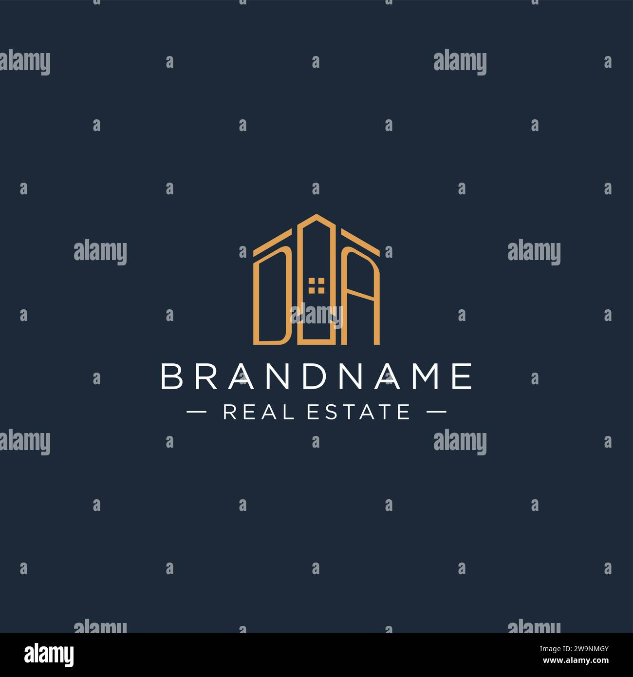 Initial letter DA logo with abstract house shape, luxury and modern ...