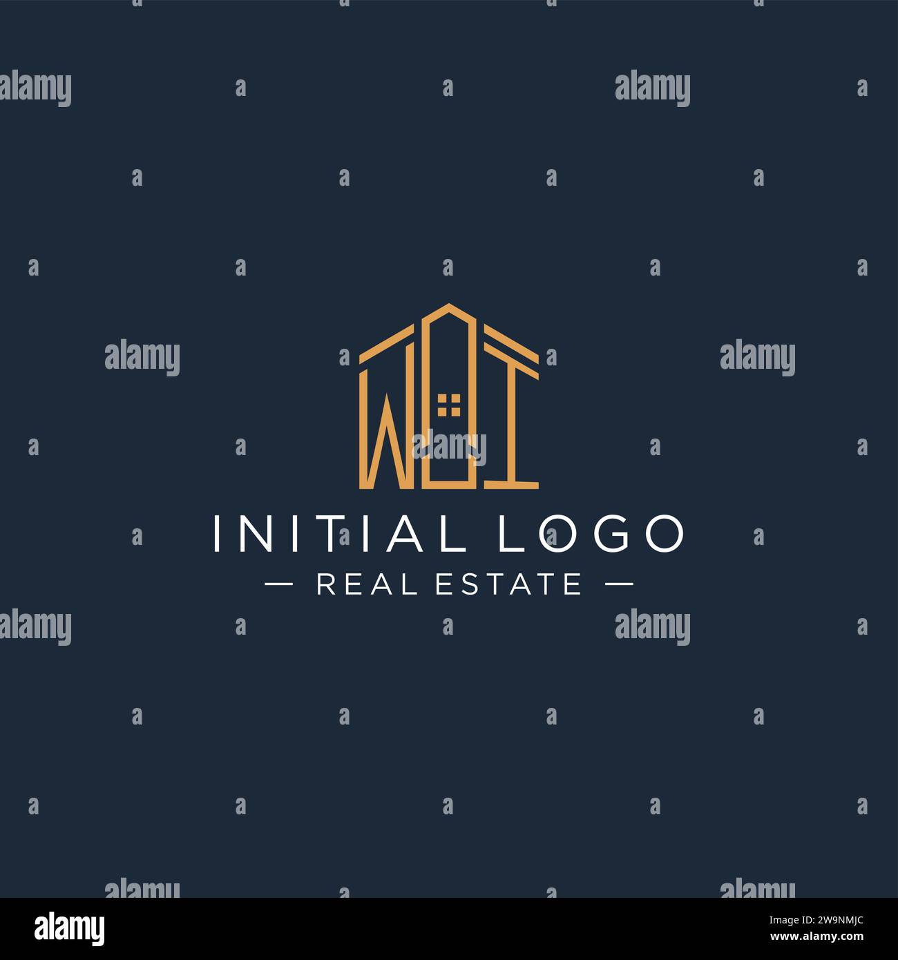 Initial letter WI logo with abstract house shape, luxury and modern ...