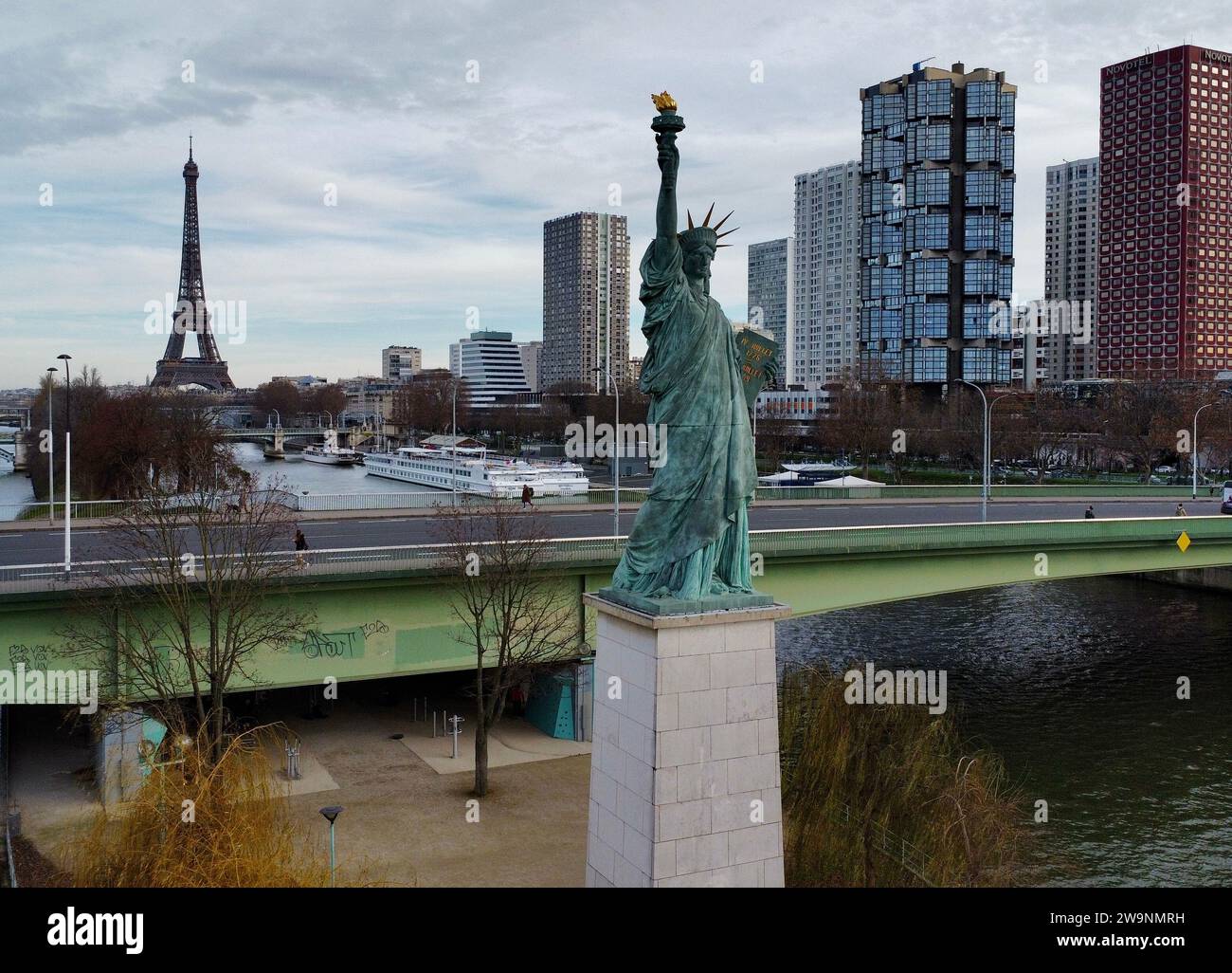drone photo Statue of Liberty Paris France Europe Stock Photo - Alamy