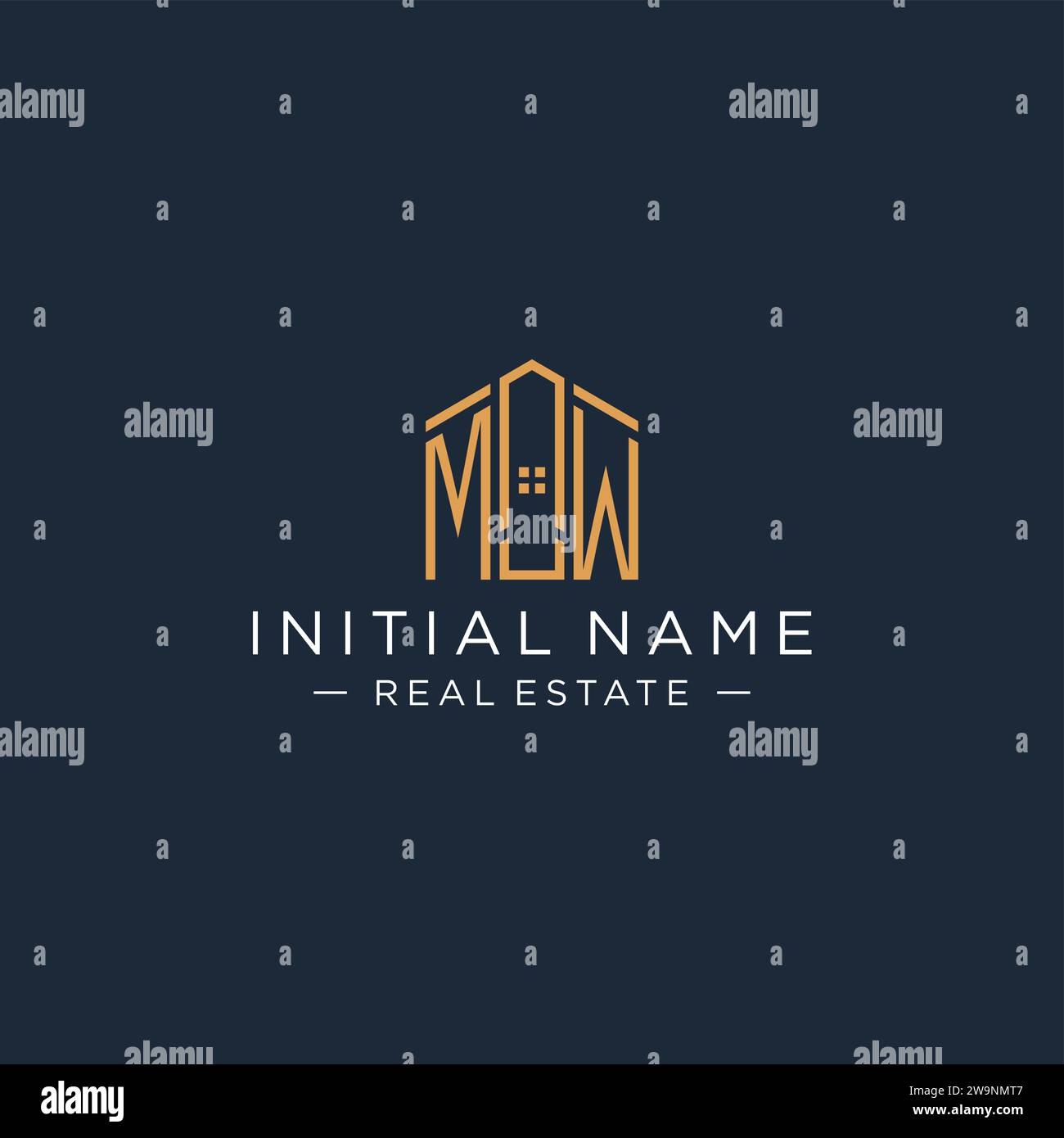 Initial letter MW logo with abstract house shape, luxury and modern ...