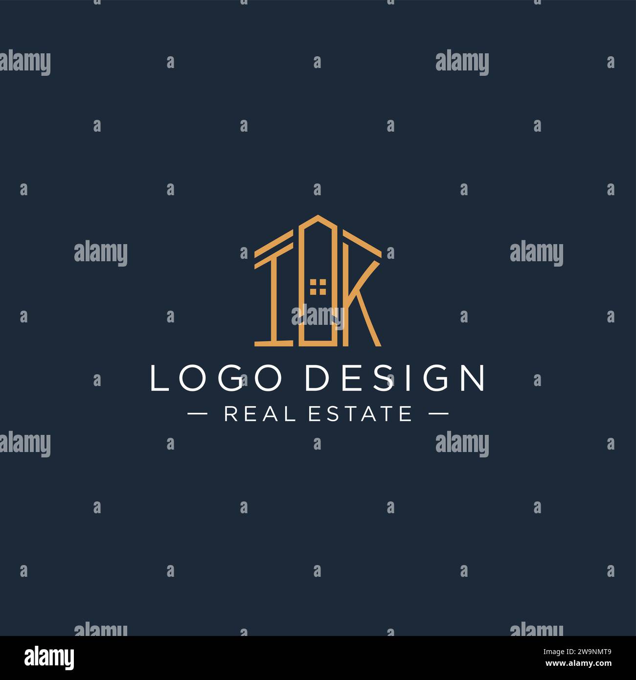 Initial letter IK logo with abstract house shape, luxury and modern ...