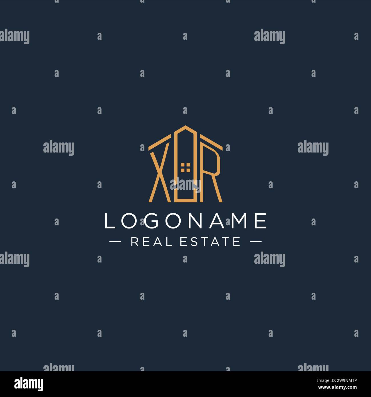 Initial letter XR logo with abstract house shape, luxury and modern ...