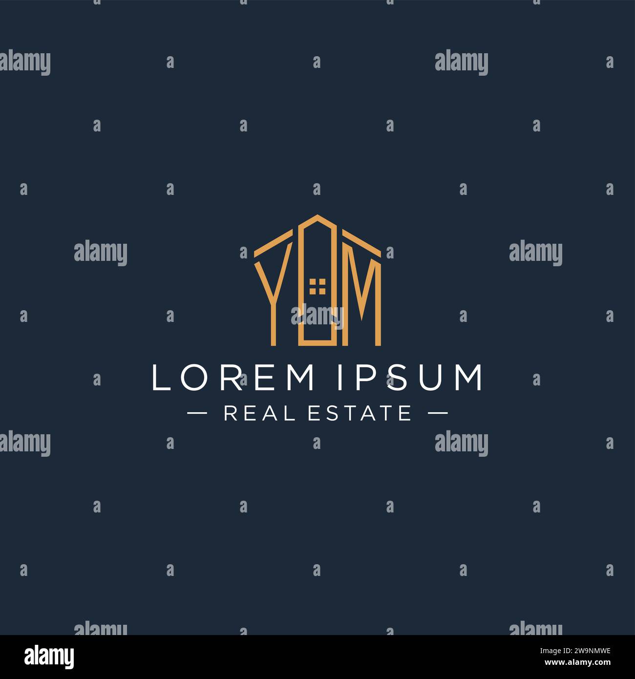 Initial letter YM logo with abstract house shape, luxury and modern ...