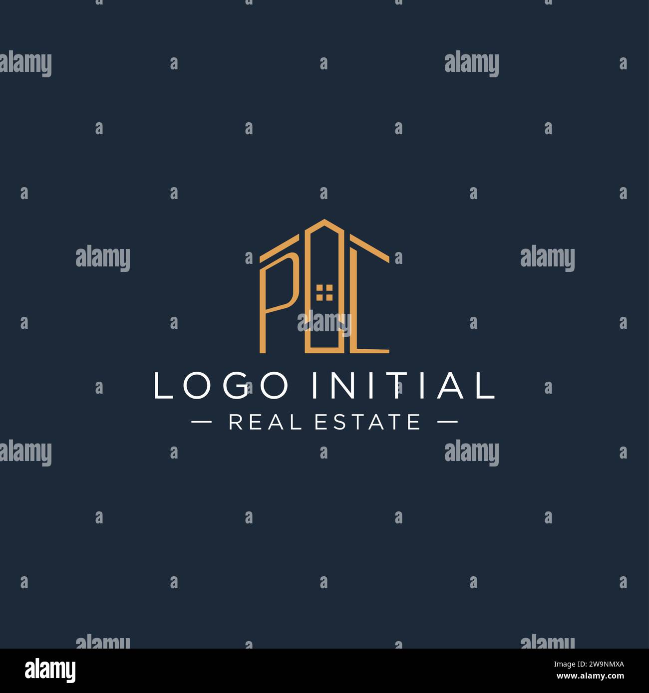 Initial letter PL logo with abstract house shape, luxury and modern ...