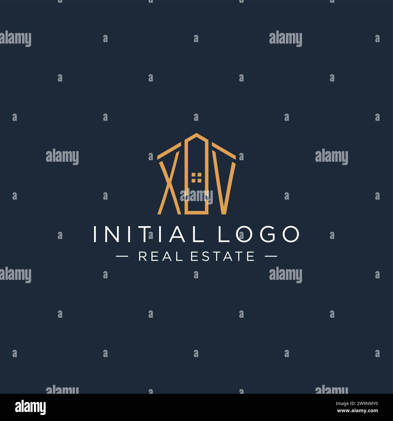 Initial letter XV logo with abstract house shape, luxury and modern ...