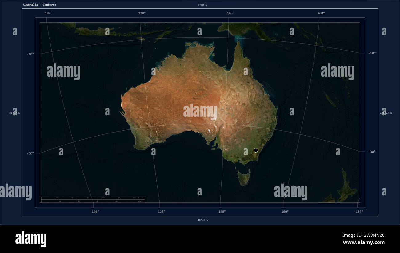 Australia highlighted on a low resolution satellite map map with the ...