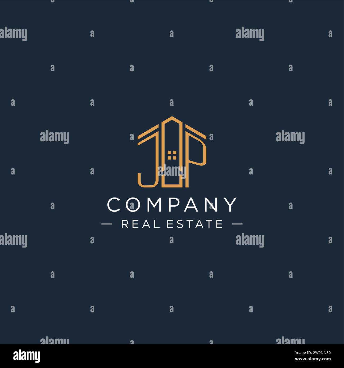 Initial letter JP logo with abstract house shape, luxury and modern ...