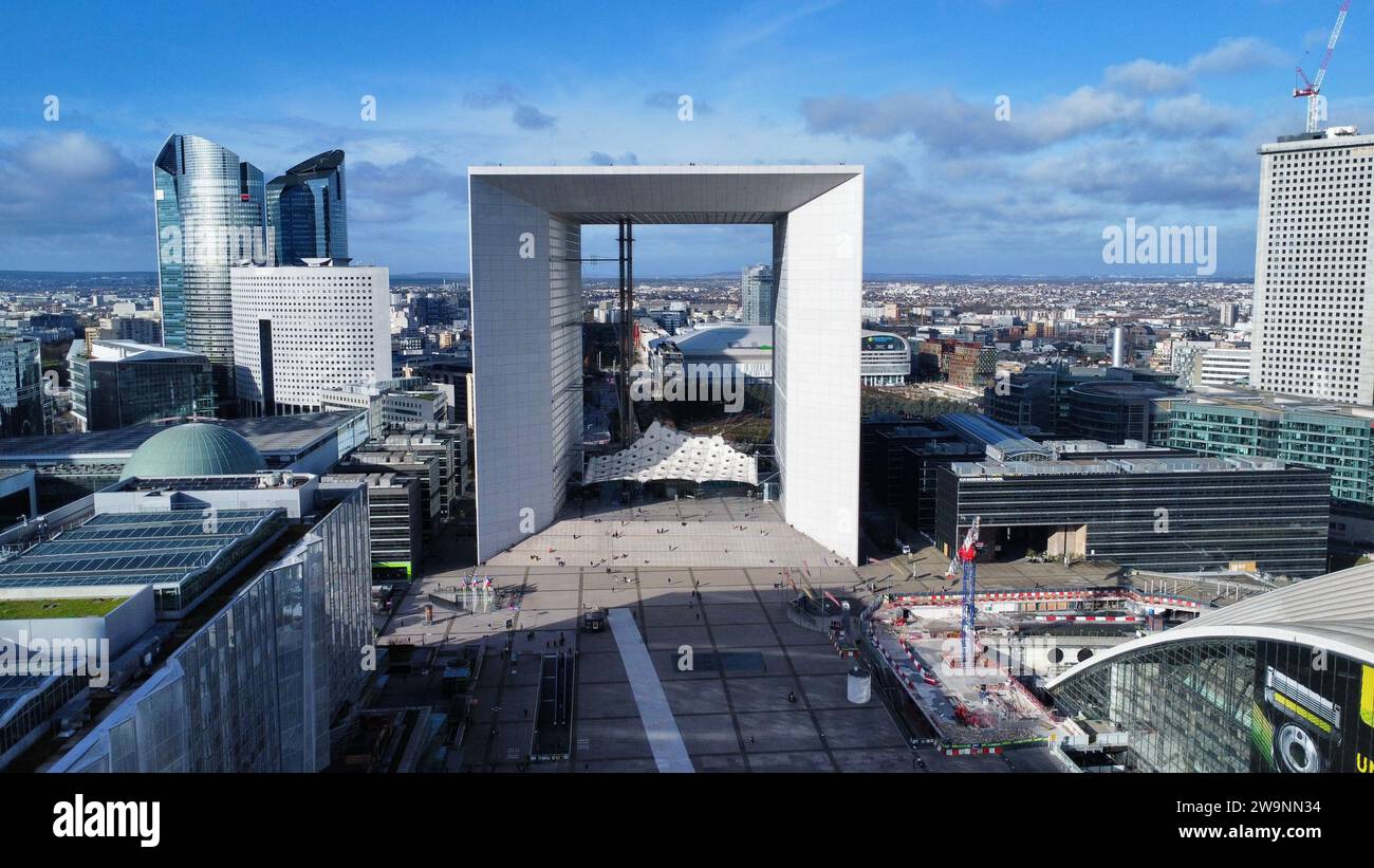 drone photo Great Arch of La Défense Paris France Europe Stock Photo ...