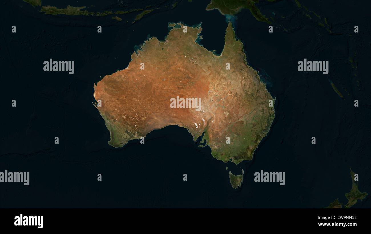 Australia highlighted on a low resolution satellite map Stock Photo - Alamy