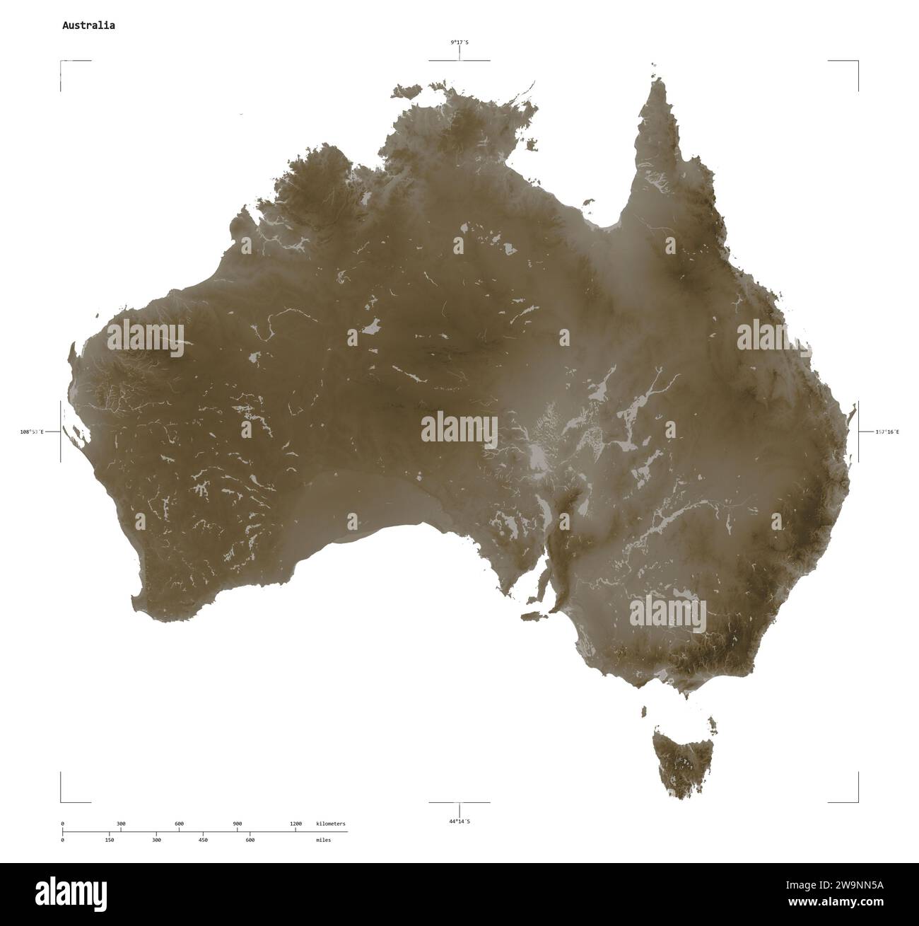 Shape of a elevation map colored in sepia tones with lakes and rivers ...