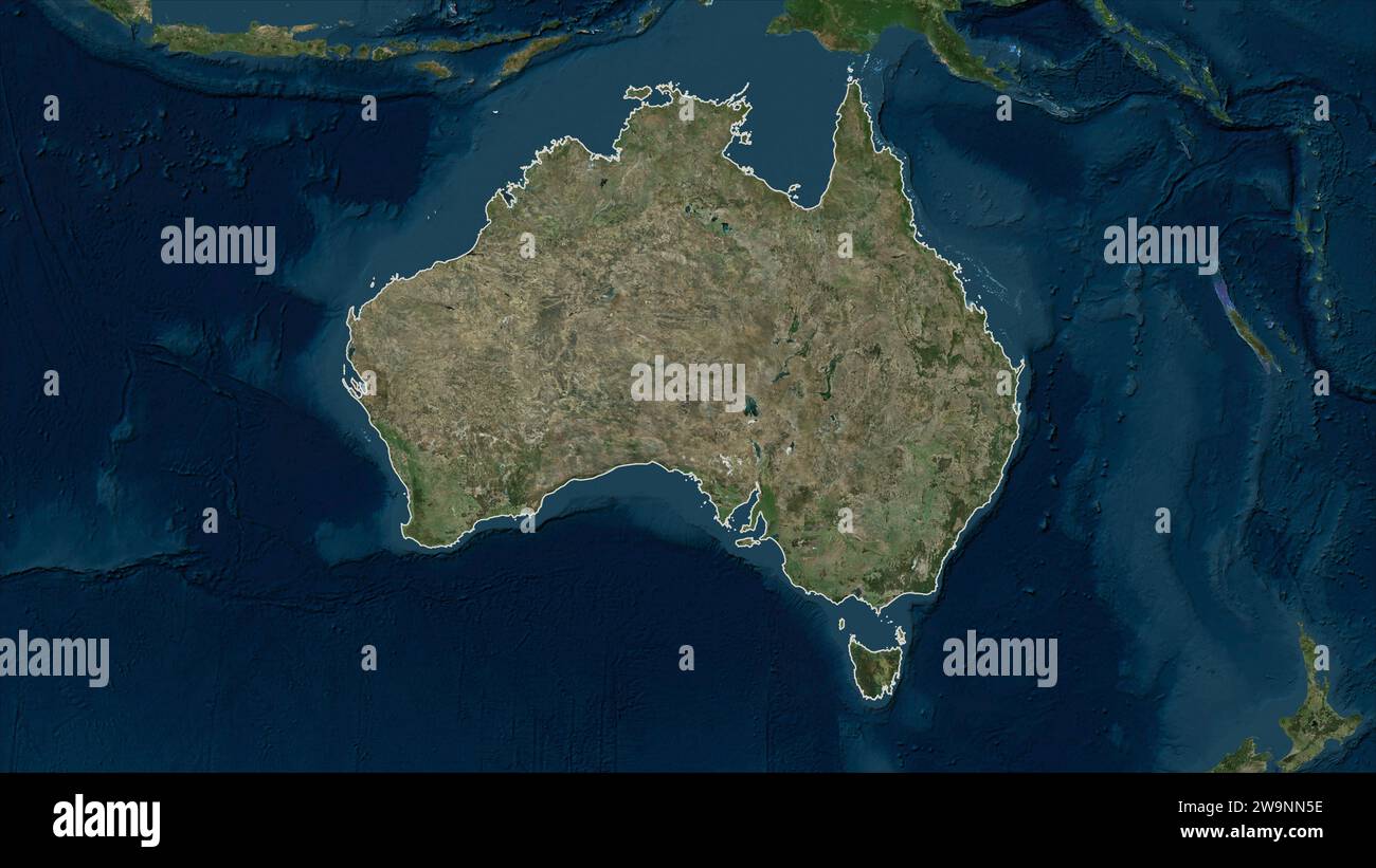 Australia outlined on a high resolution satellite map Stock Photo - Alamy