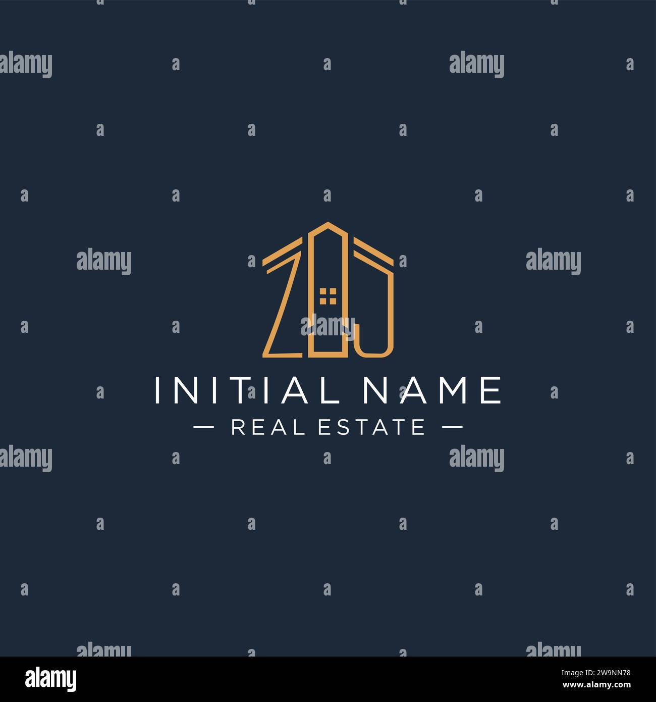 Initial letter ZJ logo with abstract house shape, luxury and modern ...