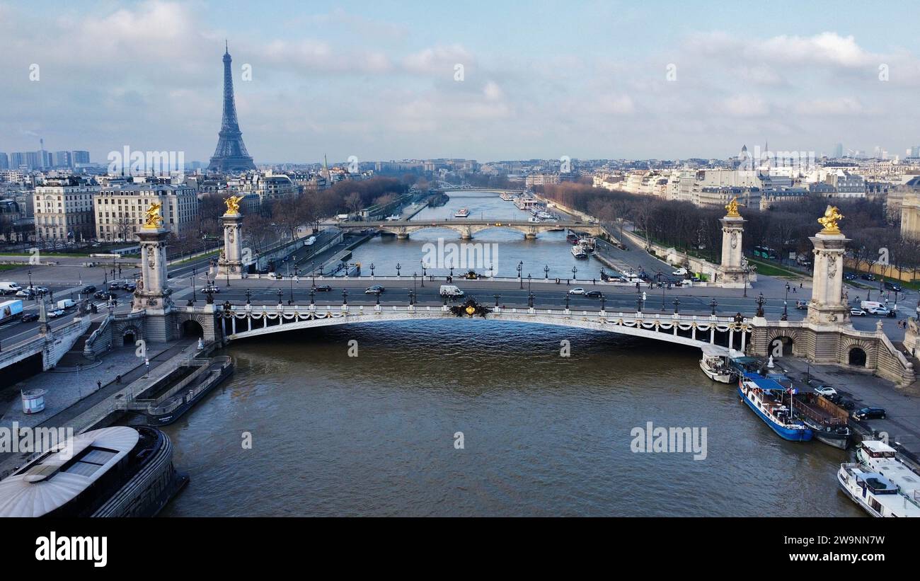 Drone photo alexandre iii bridge paris france hi-res stock photography ...