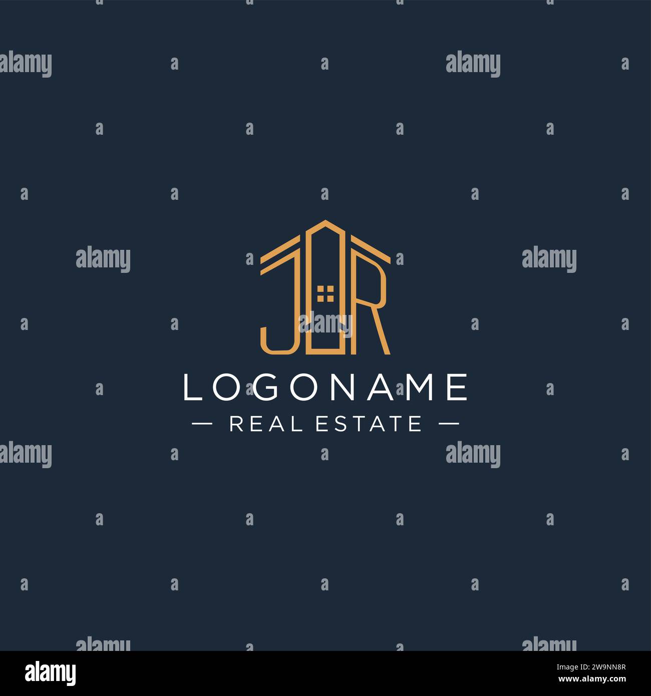Initial letter JR logo with abstract house shape, luxury and modern ...