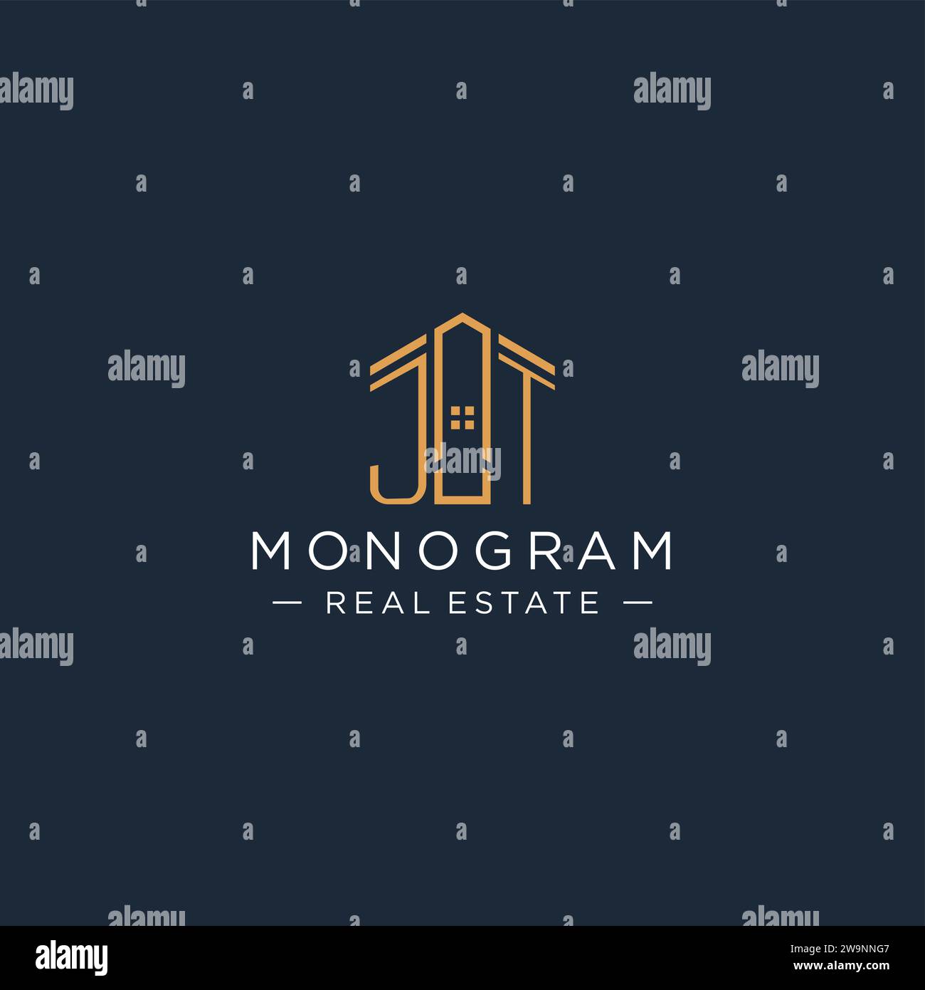 Initial letter JT logo with abstract house shape, luxury and modern real estate logo design ...