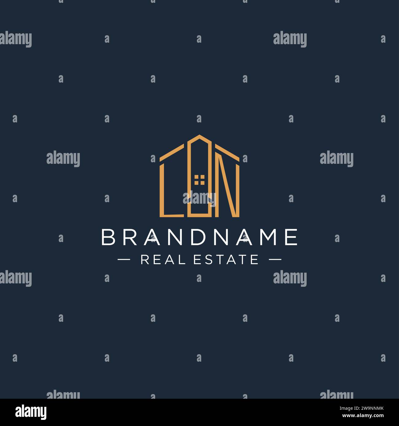 Initial letter LN logo with abstract house shape, luxury and modern real estate logo design ...
