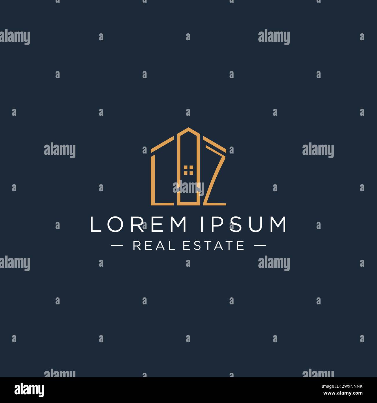 Initial letter LZ logo with abstract house shape, luxury and modern ...