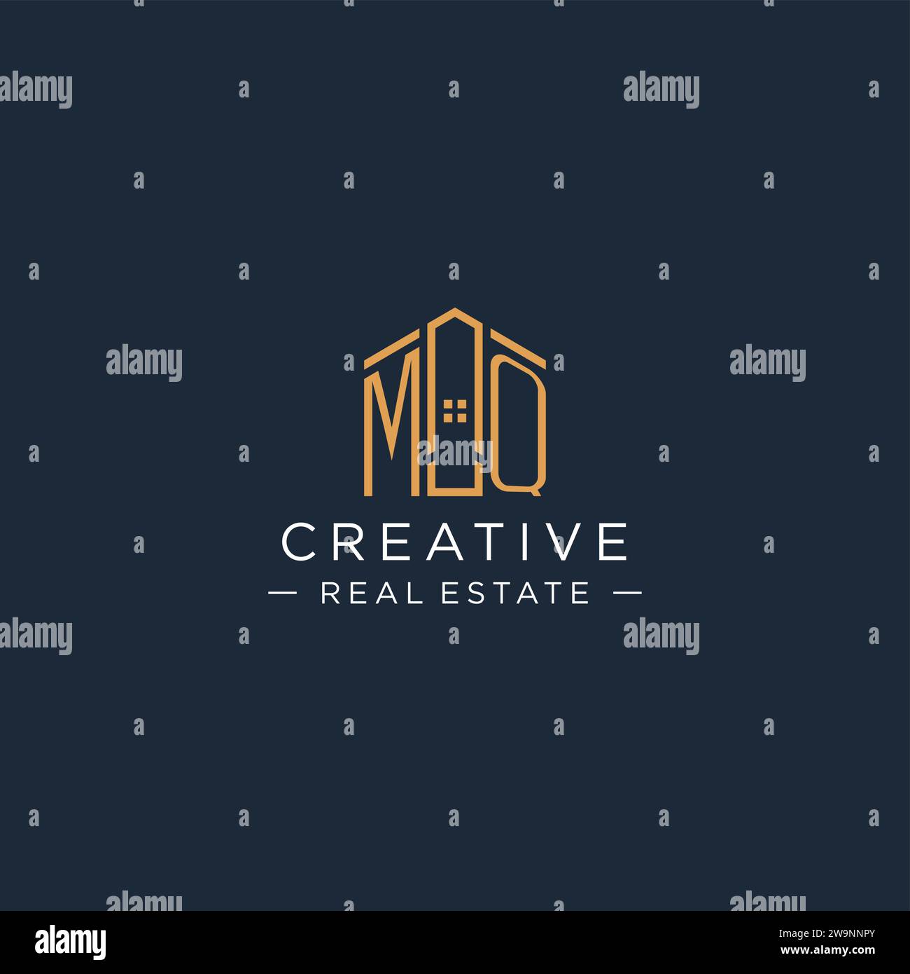 Initial letter MQ logo with abstract house shape, luxury and modern ...