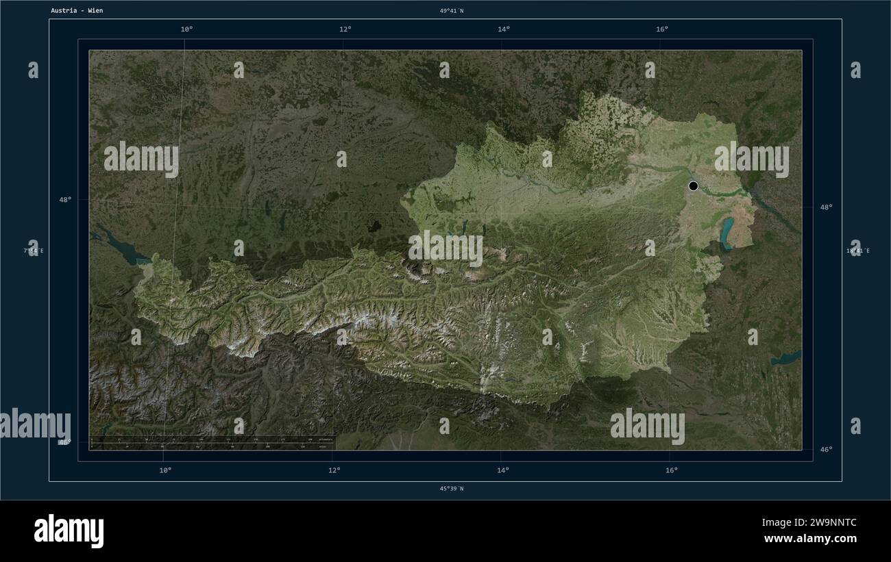 Austria highlighted on a high resolution satellite map map with the ...