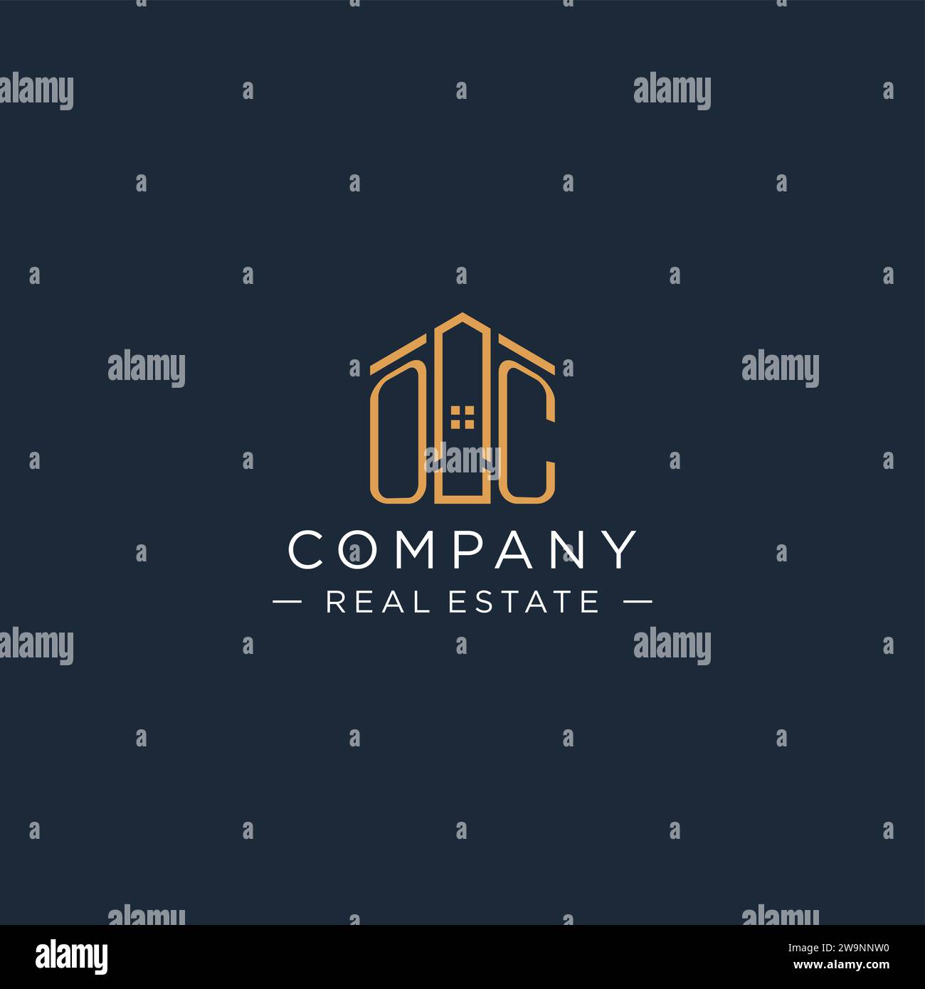 Initial letter OC logo with abstract house shape, luxury and modern ...