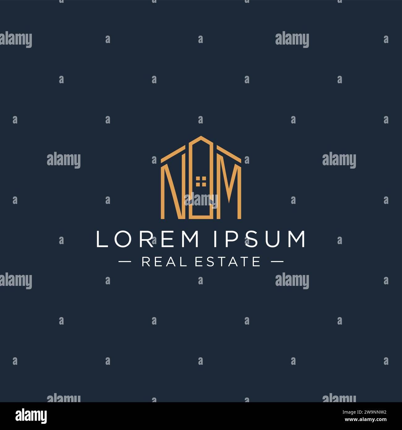 Initial letter NM logo with abstract house shape, luxury and modern real estate logo design ...
