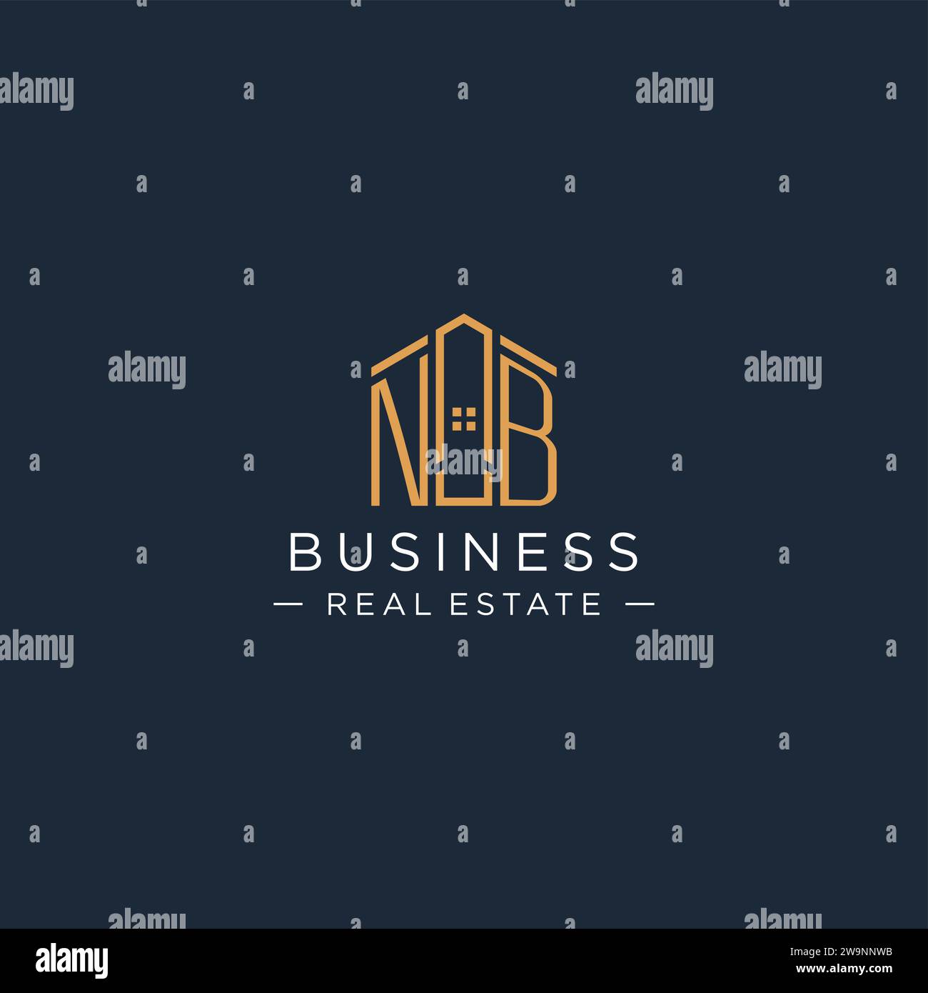 Initial letter NB logo with abstract house shape, luxury and modern ...