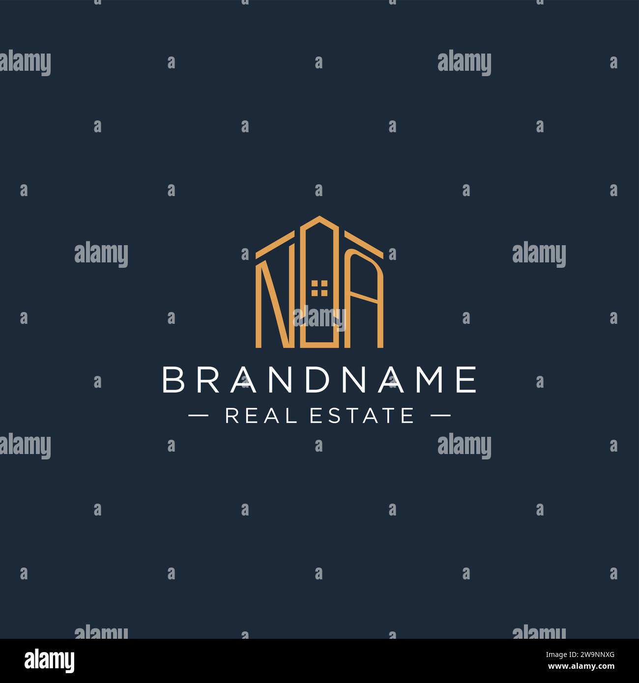Initial letter NA logo with abstract house shape, luxury and modern ...