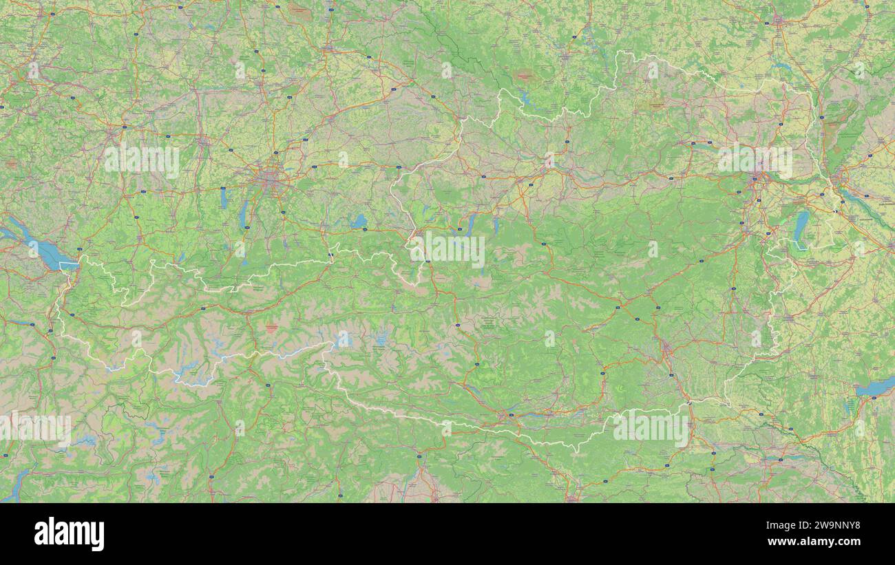 Austria outlined on a topographic, OSM Germany style map Stock Photo - Alamy