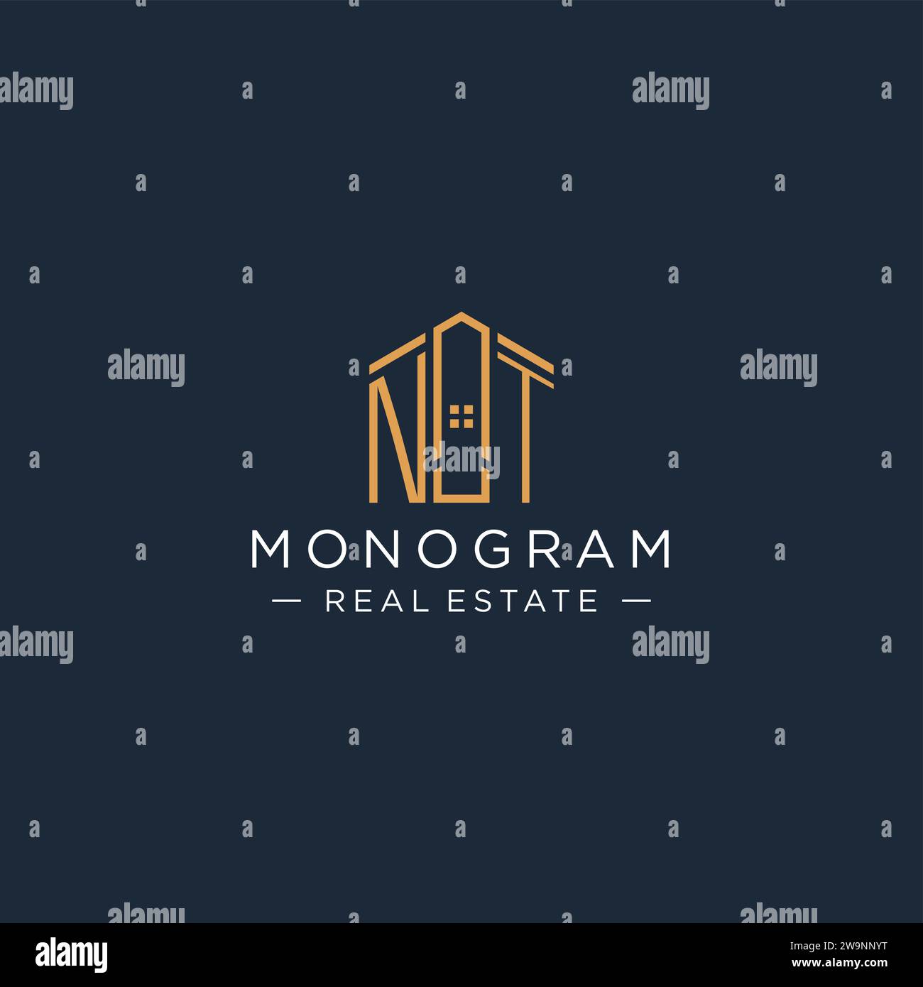Initial letter NT logo with abstract house shape, luxury and modern ...