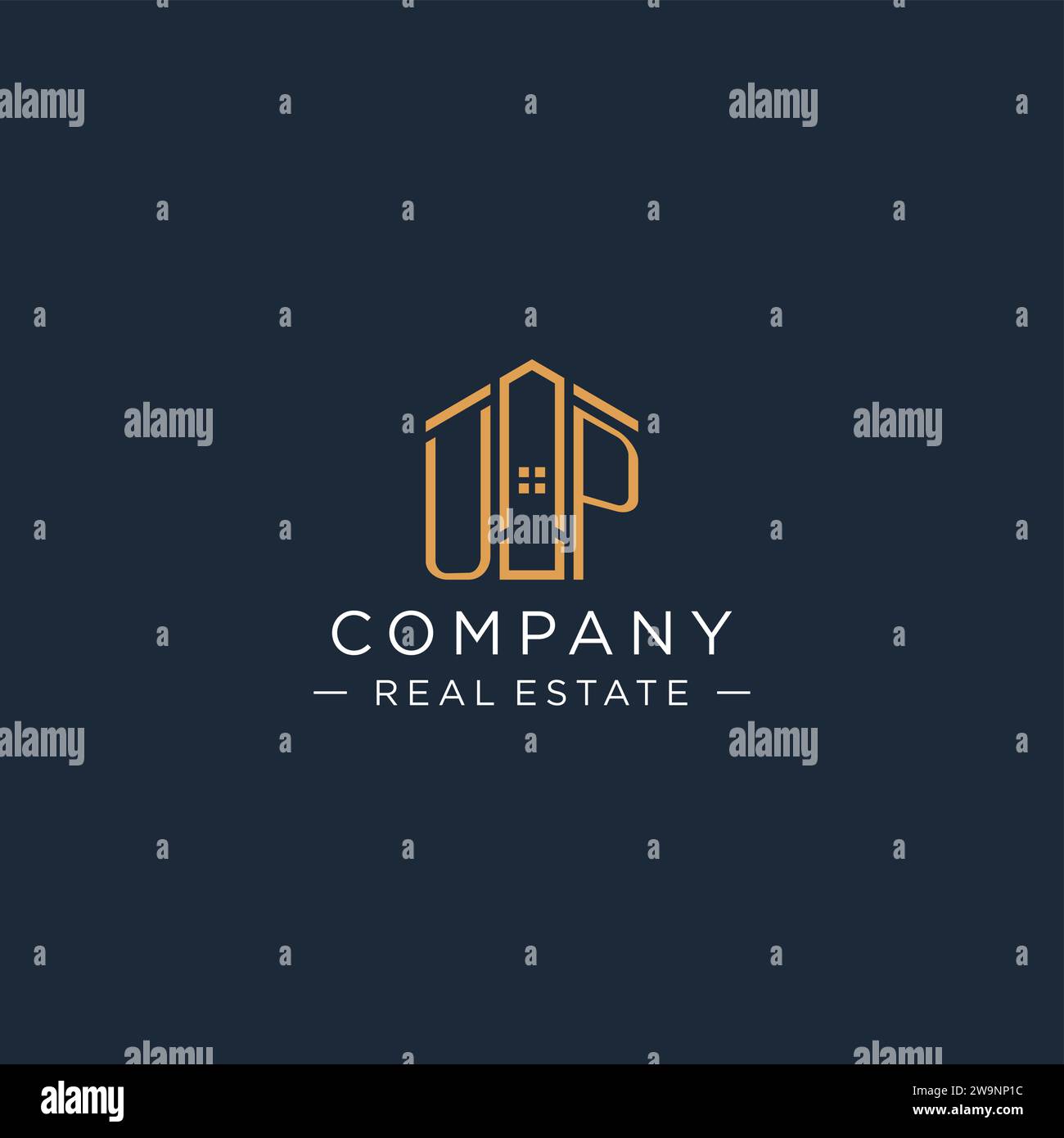 Initial letter UP logo with abstract house shape, luxury and modern ...