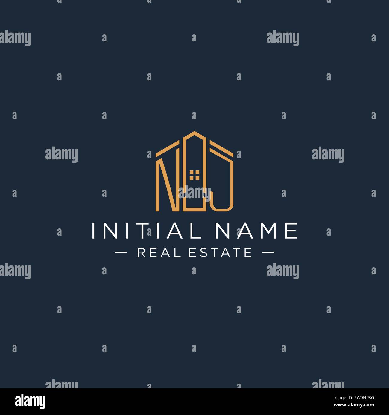 Initial letter NJ logo with abstract house shape, luxury and modern ...