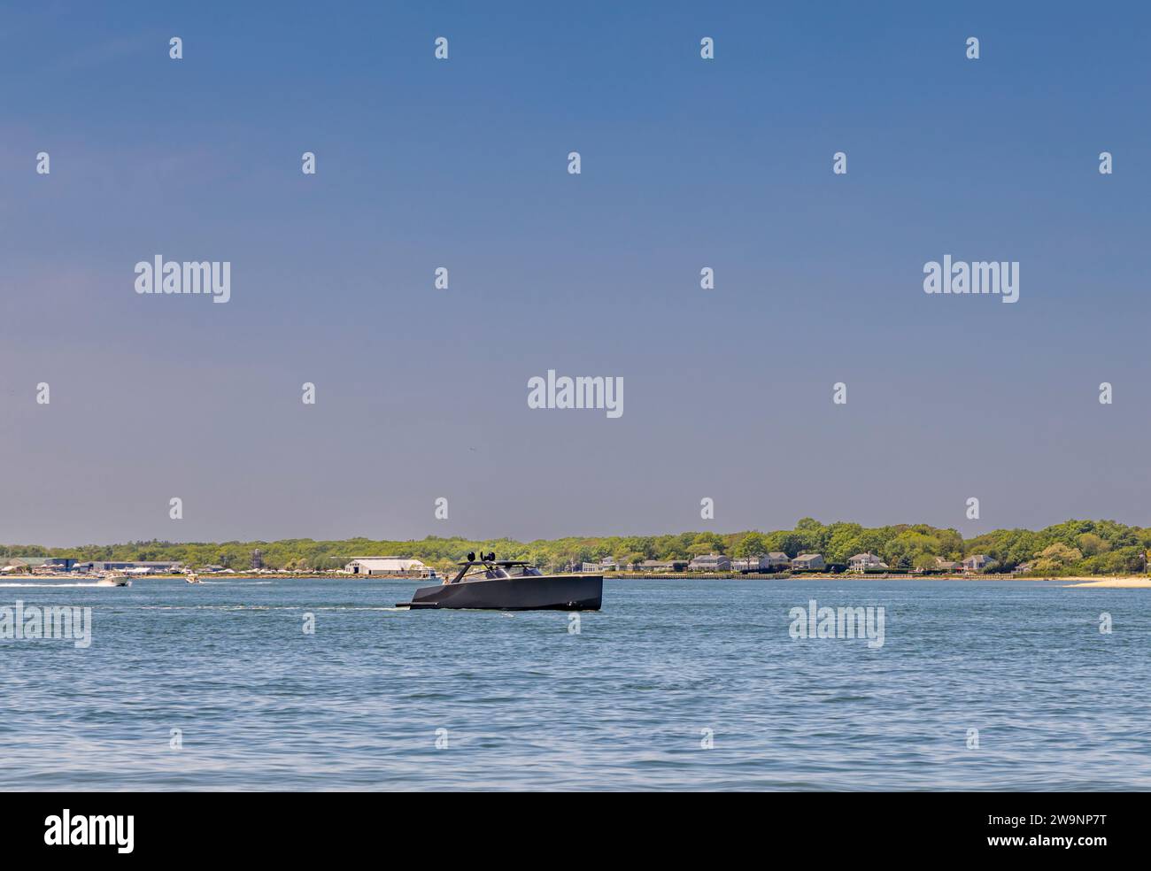 motor yacht, miller time underway off shelter island, ny Stock Photo ...
