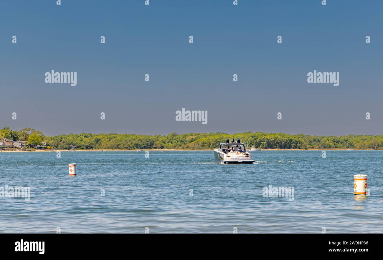 motor yacht miller time off sunset beach Stock Photo - Alamy