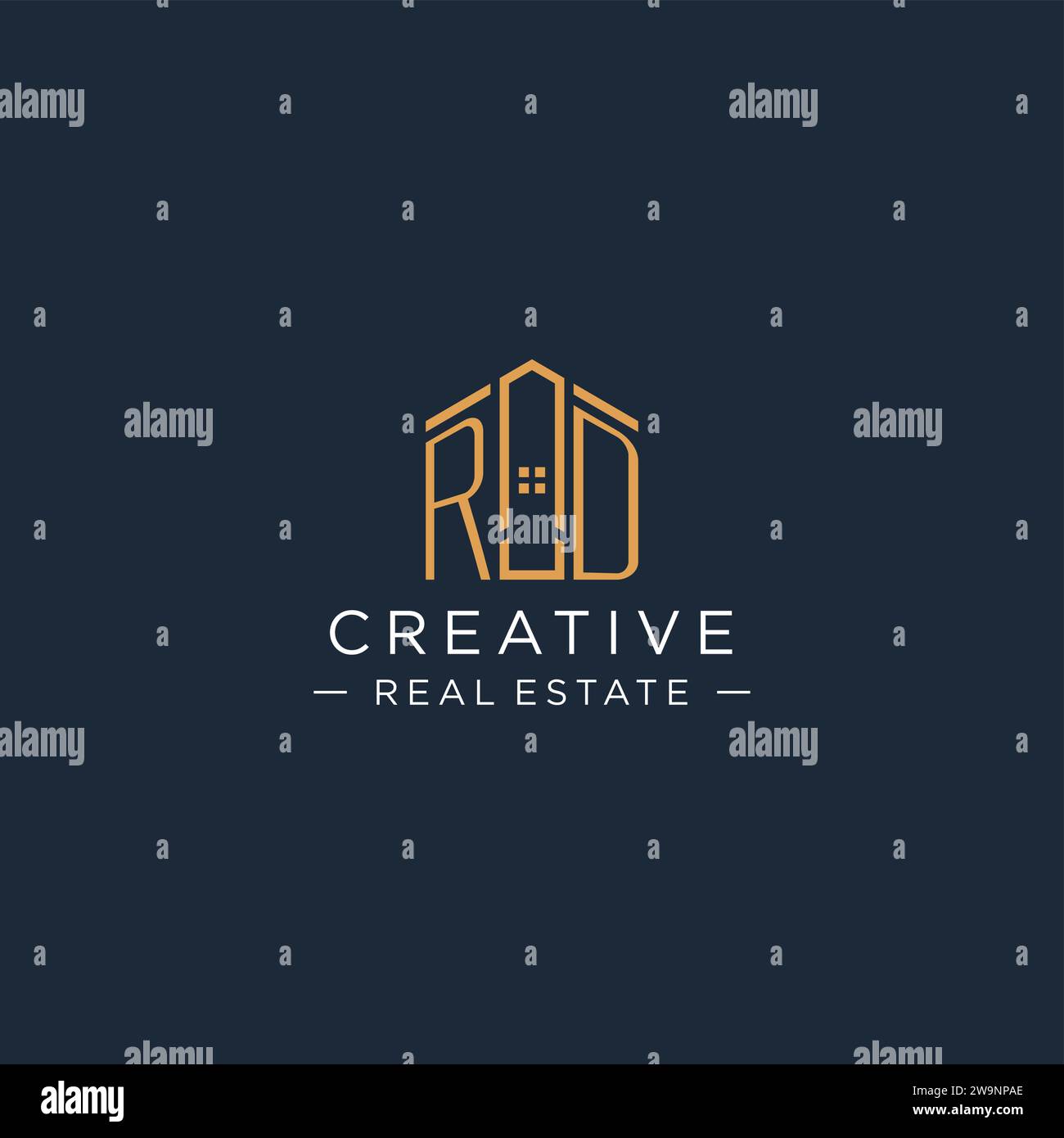 Initial letter RD logo with abstract house shape, luxury and modern ...