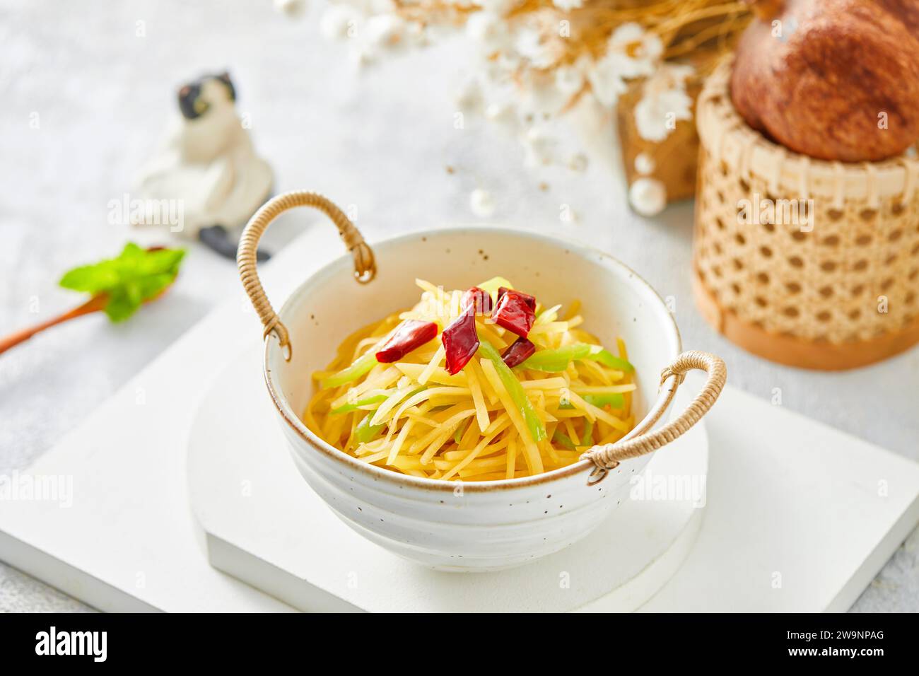 Traditional Chinese home cooking: stir-fried shredded potato. Vegetable ...