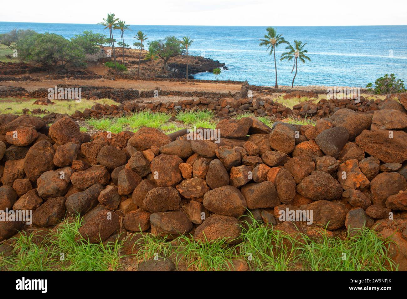 Village rock wall ruins, Lapakahi State Historical Park, Hawaii Stock ...
