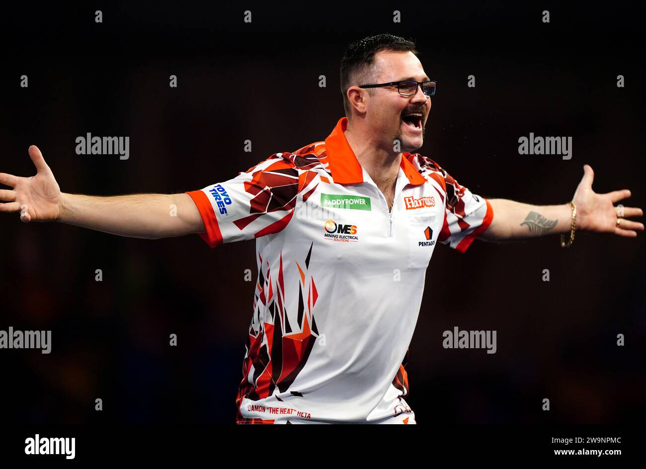 Damon Heta celebrates after beating Berry van Peer (not pictured) on ...