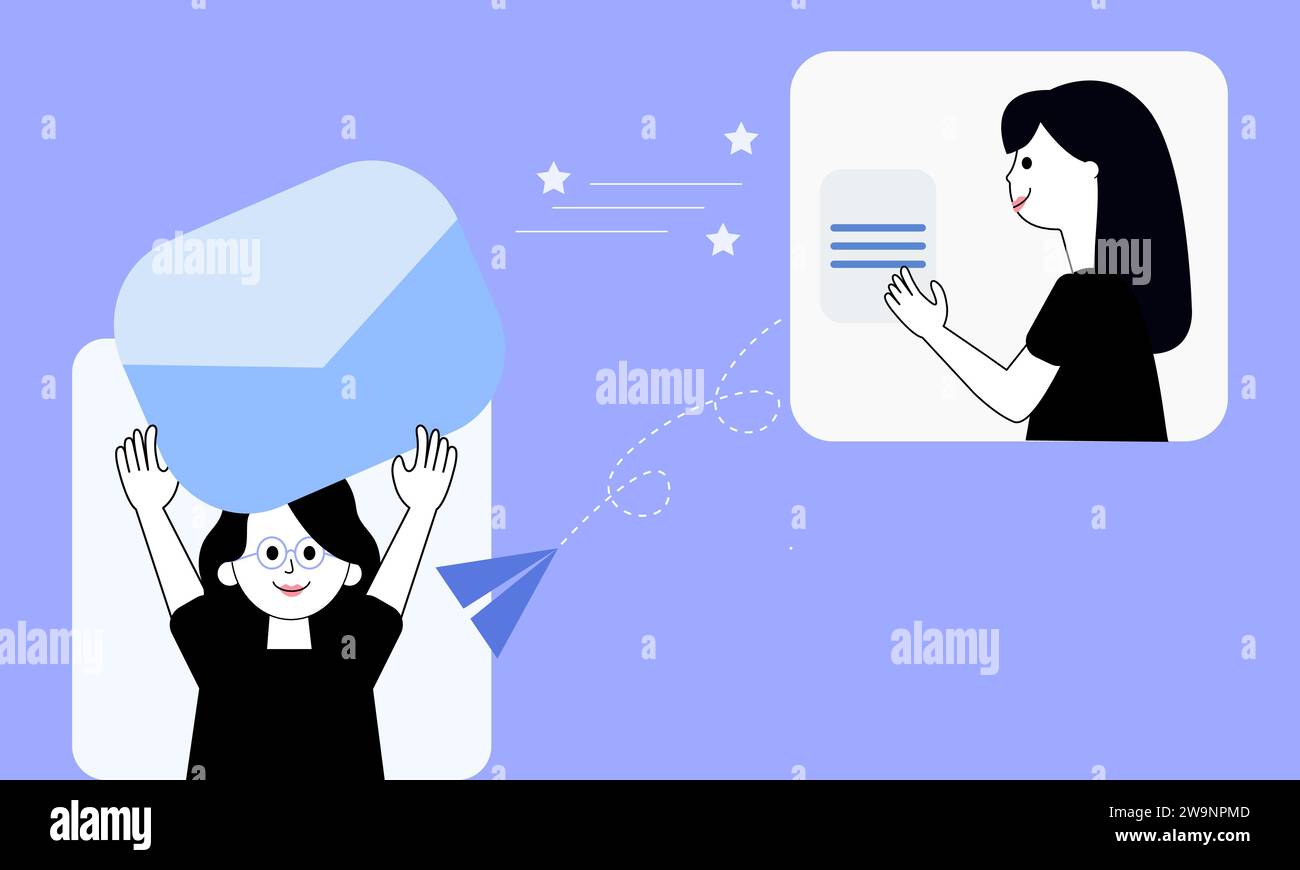 Vector illustration of newsletter sending, email marketing. Online ...