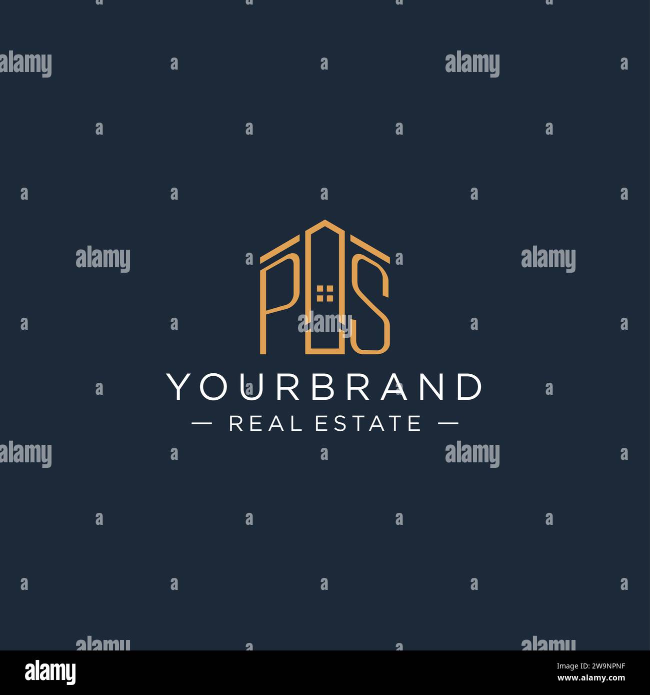 Initial letter PS logo with abstract house shape, luxury and modern ...