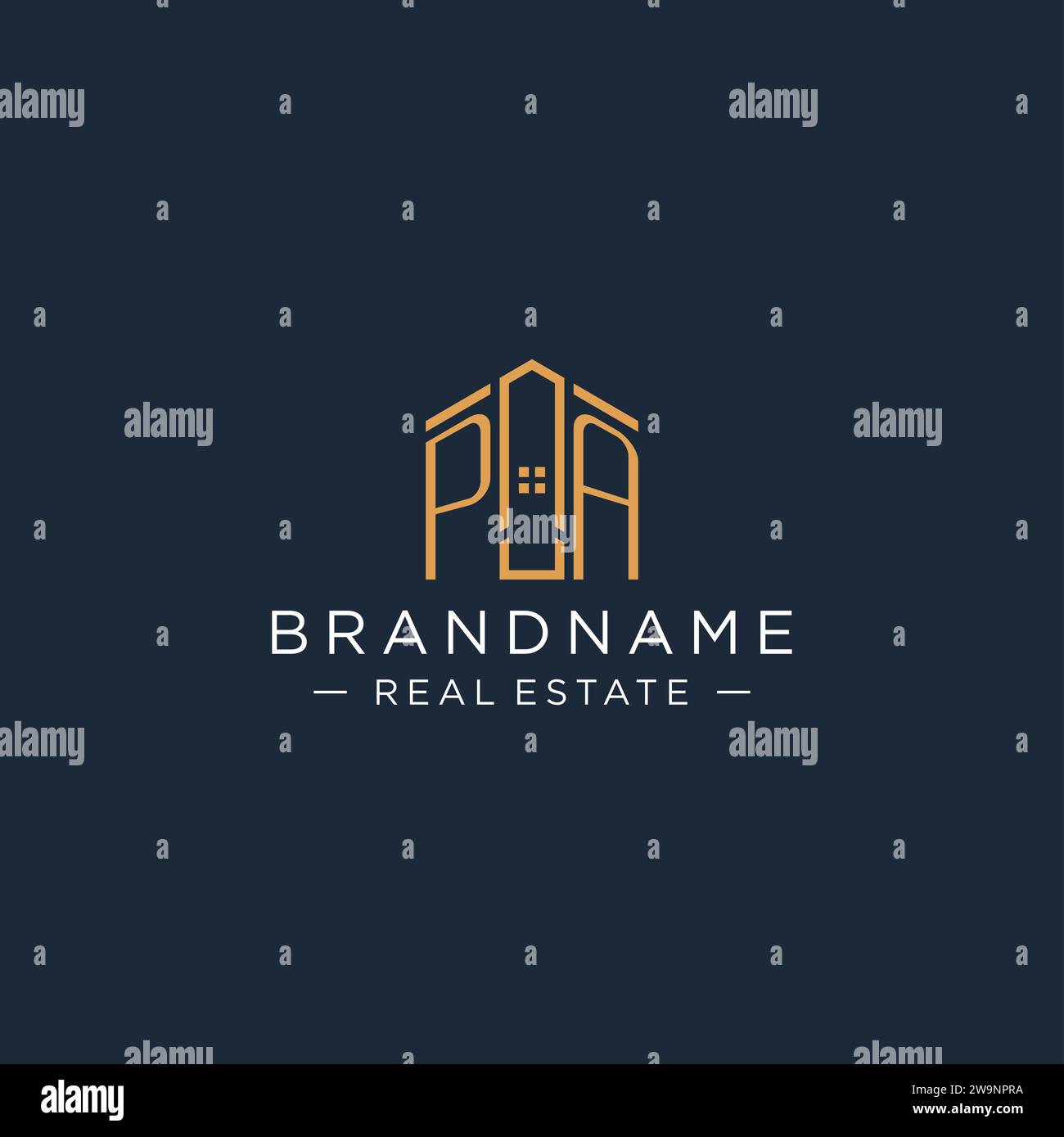 Initial letter PA logo with abstract house shape, luxury and modern ...