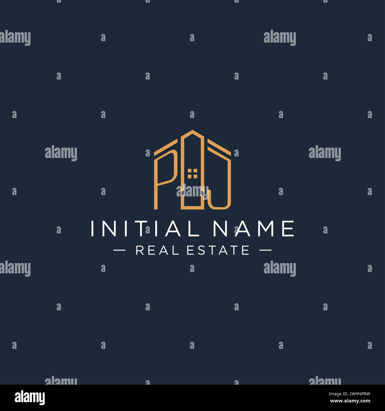 Initial letter PJ logo with abstract house shape, luxury and modern ...