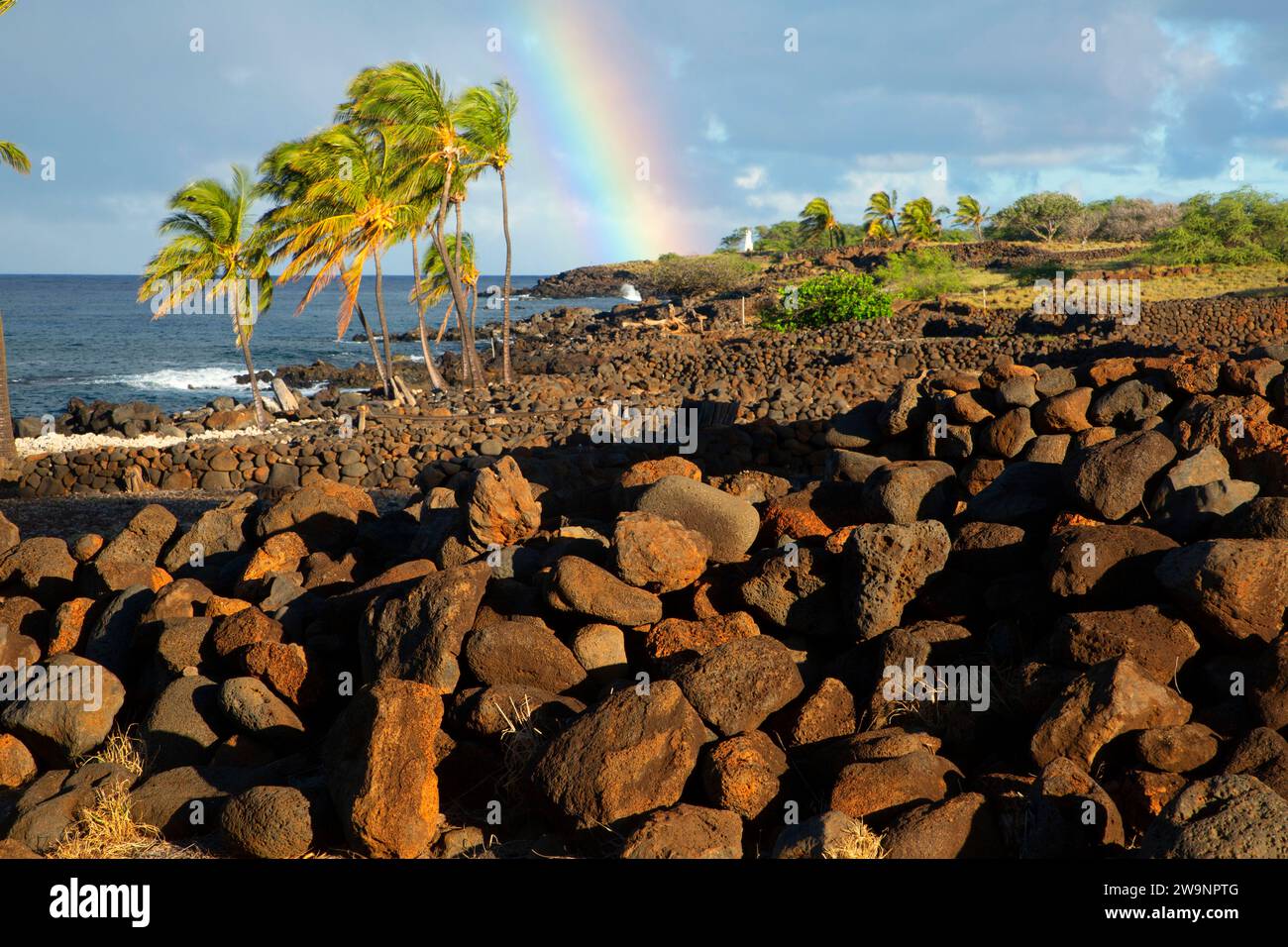 Village rock wall ruins, Lapakahi State Historical Park, Hawaii Stock ...